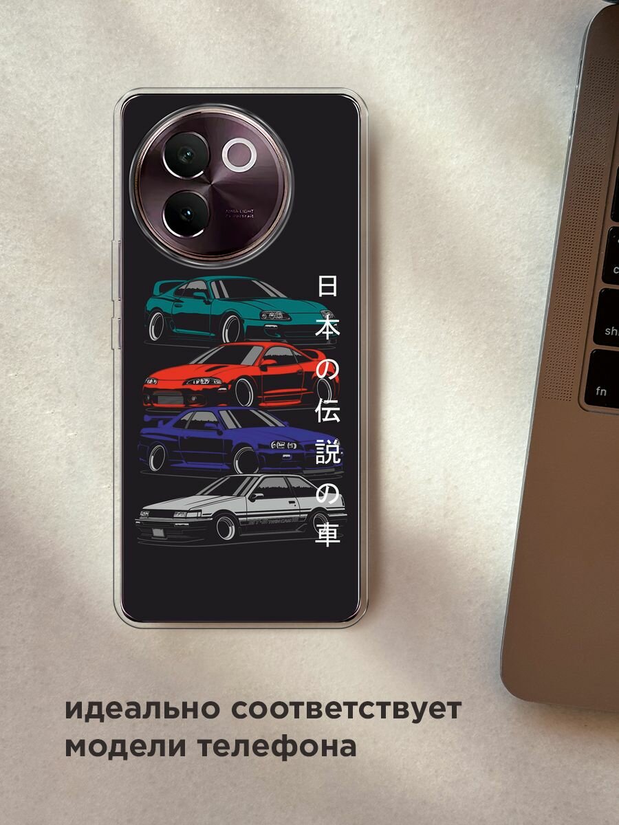 Силиконовый чехол на Vivo V30e / Виво В30е с принтом "JDM Legend cars" — фото 1