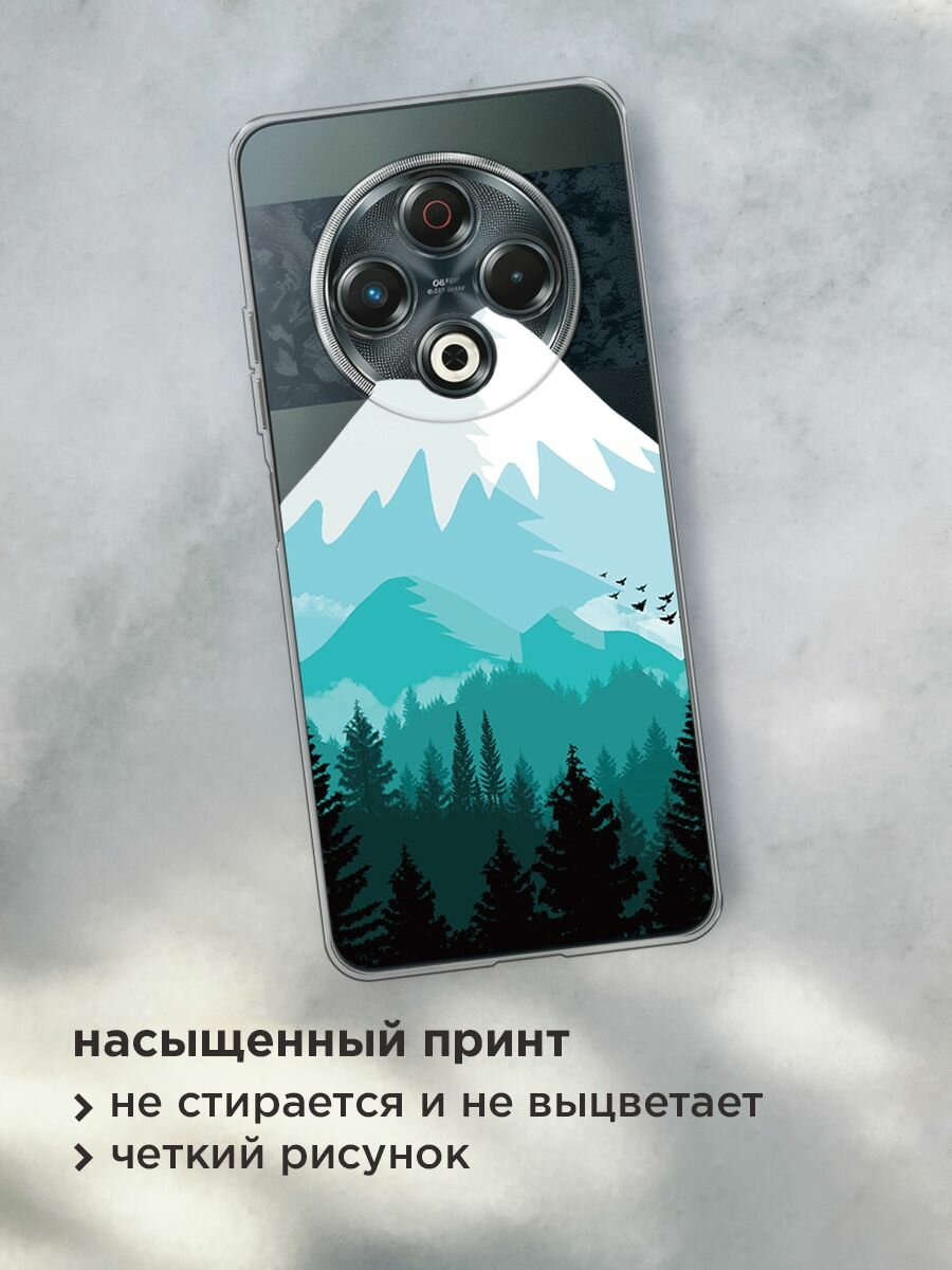Чехол на Tecno Spark 30 / Текно Спарк 30 с принтом "Синяя снежная гора", прозрачный — фото 1