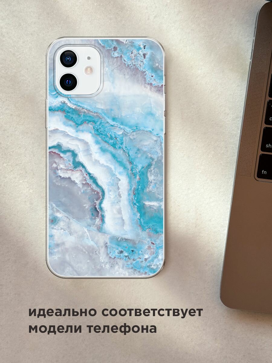 Чехол на Apple iPhone 12/12 Pro / Айфон 12/12 Про с принтом "Нежно-голубой мрамор" — фото 1