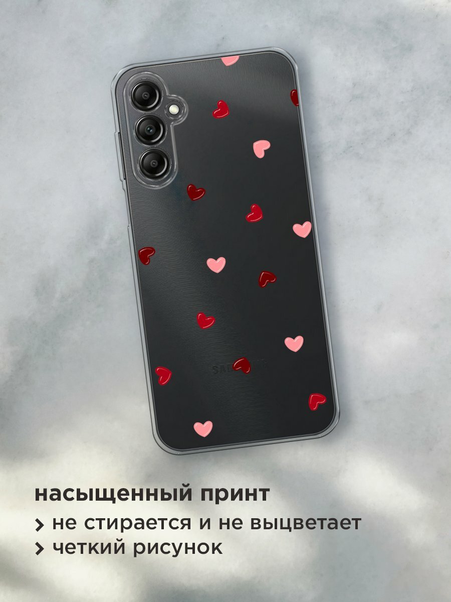 Чехол на Samsung Galaxy A15 / Самсунг А15 с принтом "Бордовые сердечки 2" — фото 1