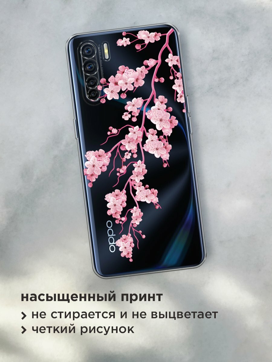 Чехол на Oppo A91/Reno 3 / Оппо A91/Рено 3 с принтом "Ветка сакуры 2" — фото 1