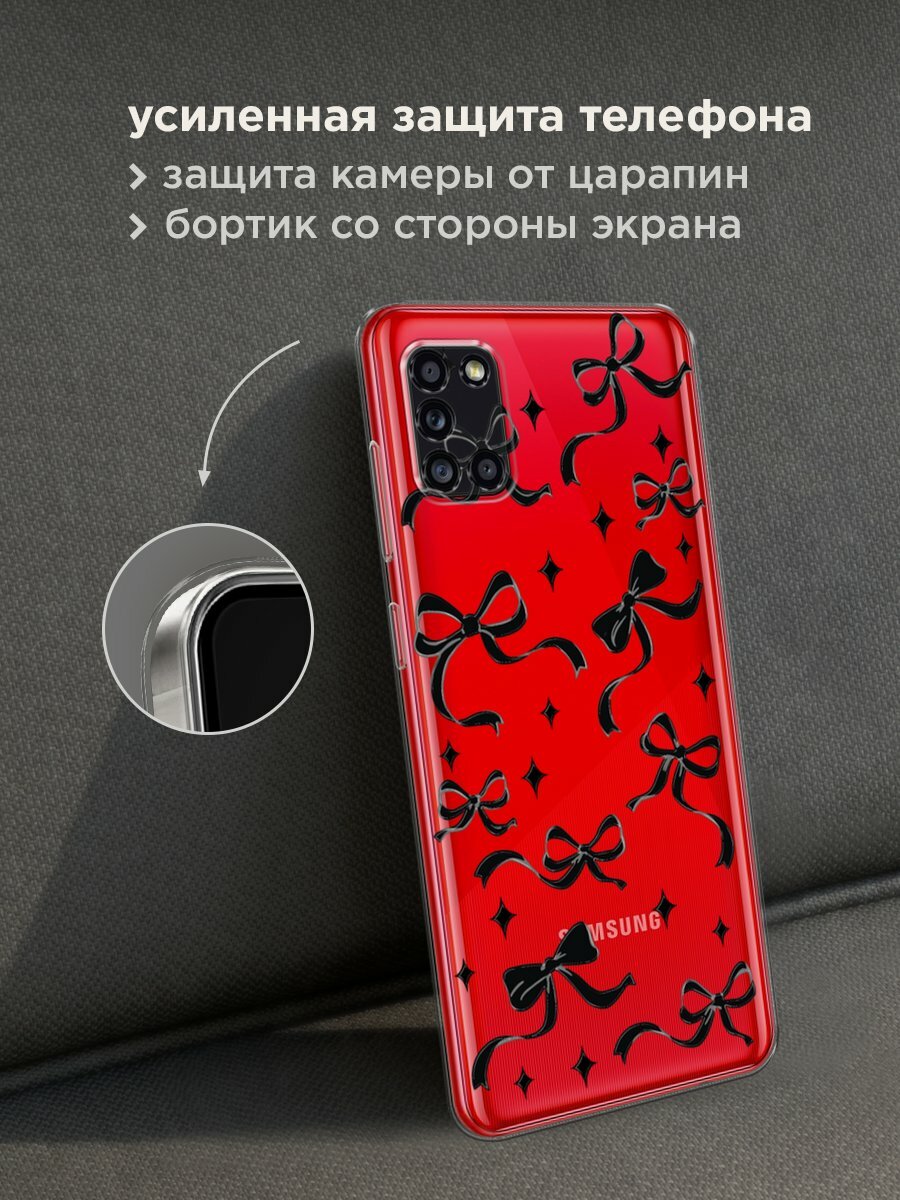 Чехол на Samsung Galaxy A31 / Самсунг Галакси А31 с принтом "Милые чёрные бантики 4" — фото 1