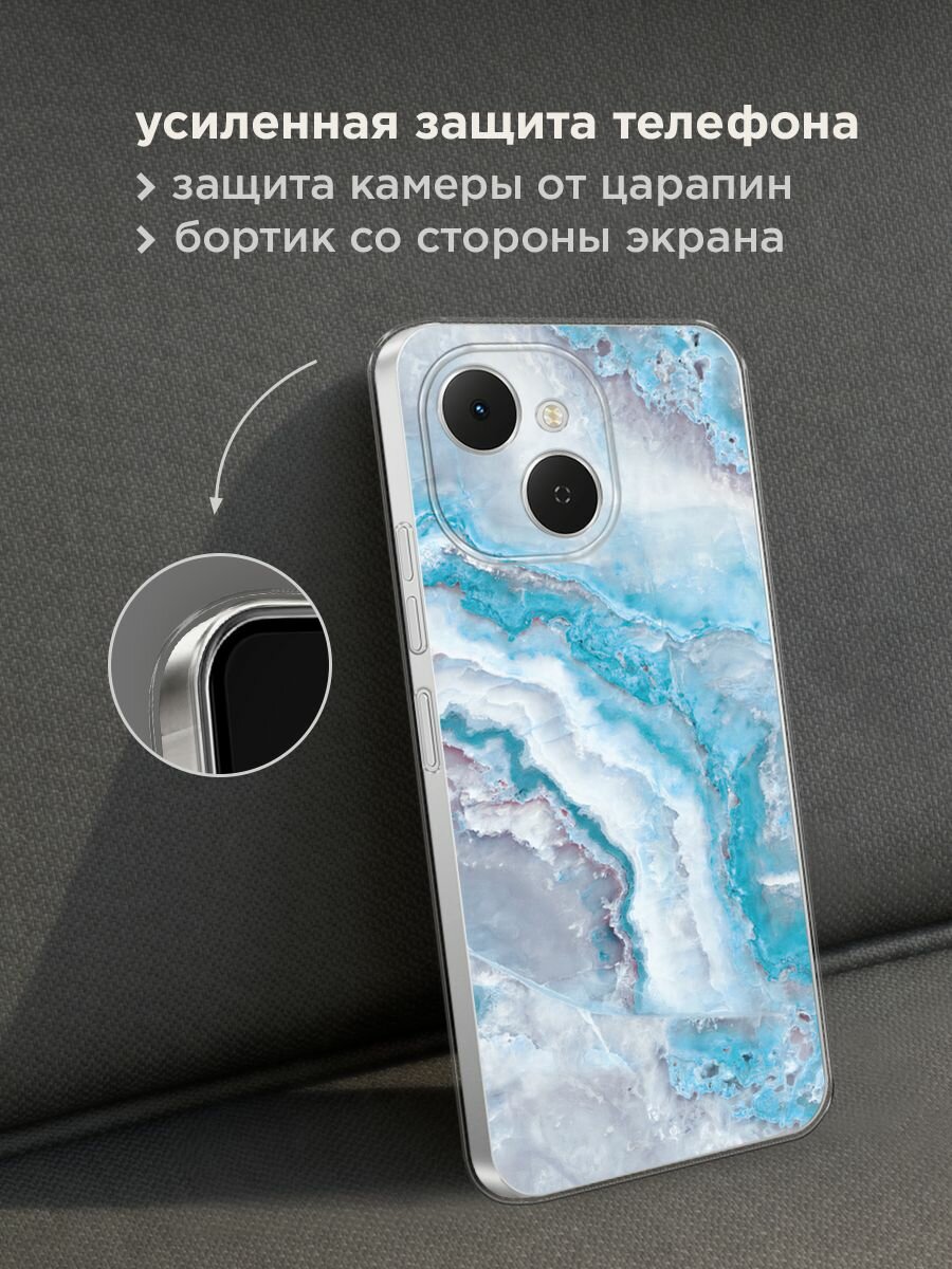 Чехол на Tecno Spark 40C / Текно Спарк 40C с принтом "Нежно-голубой мрамор" — фото 1