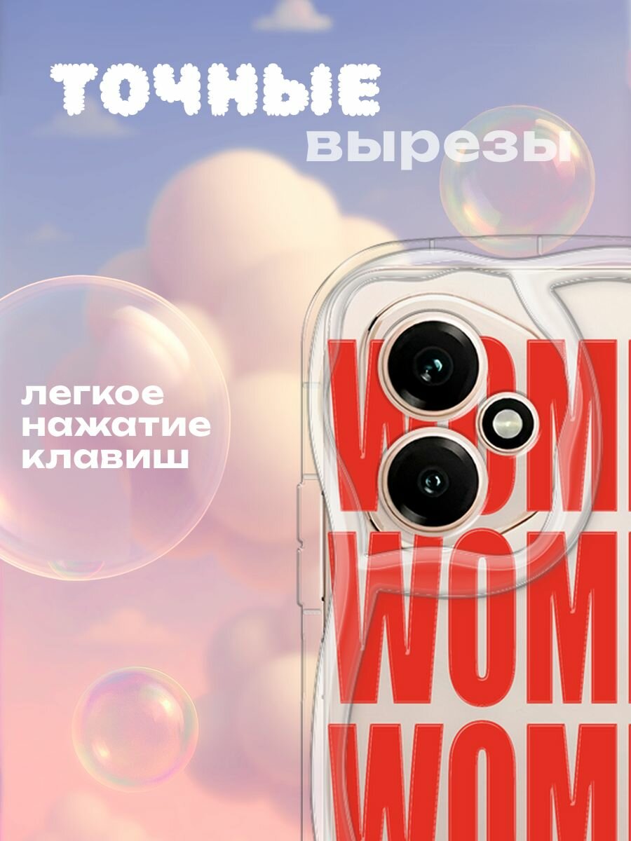 Чехол на Honor 400 / Хонор 400 с принтом WOMEN 3, прозрачный — фото 1