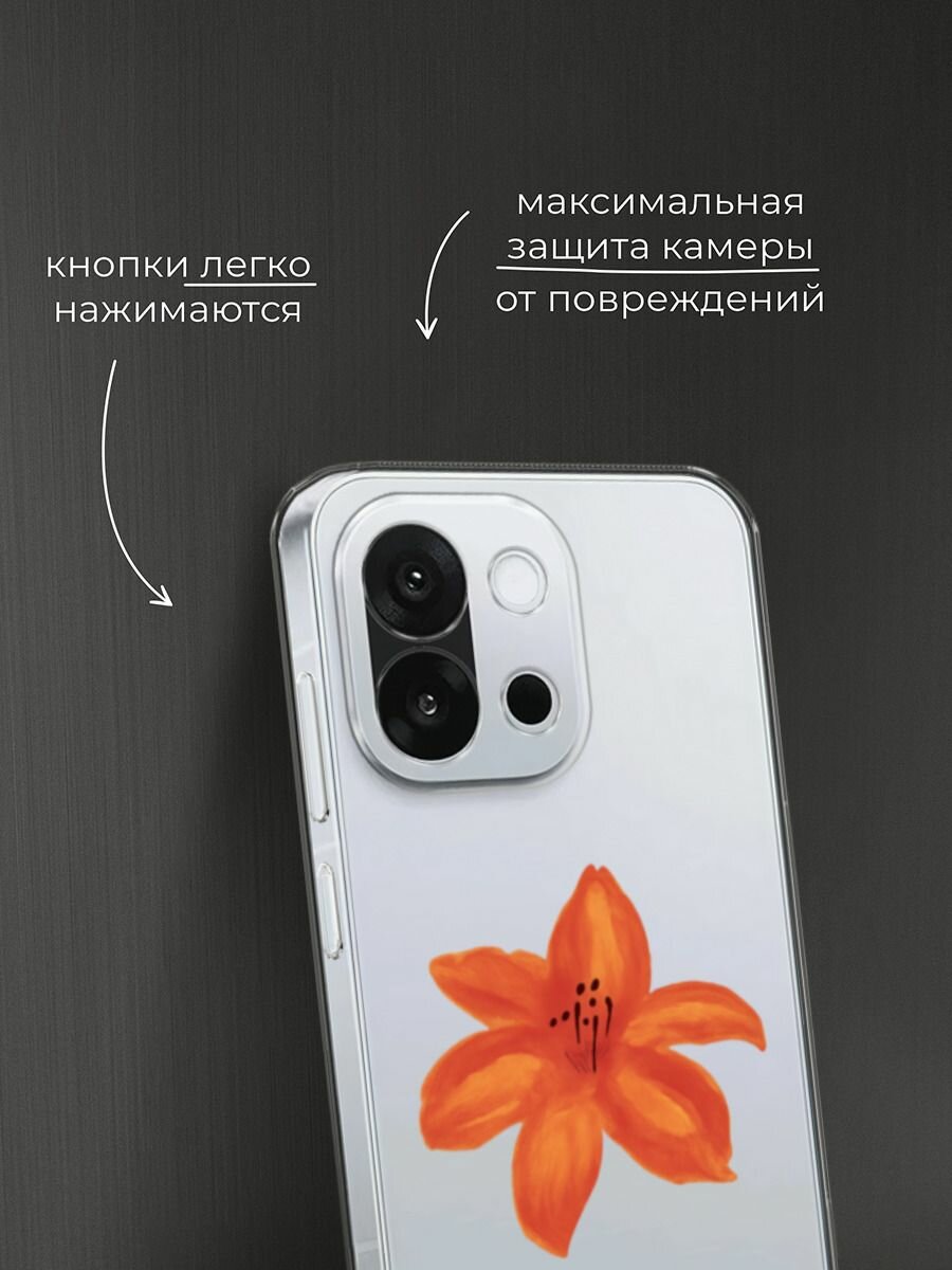 Чехол на OnePlus 13T / Ван Плас 13Т с принтом "Оранжевый цветок", прозрачный — фото 1