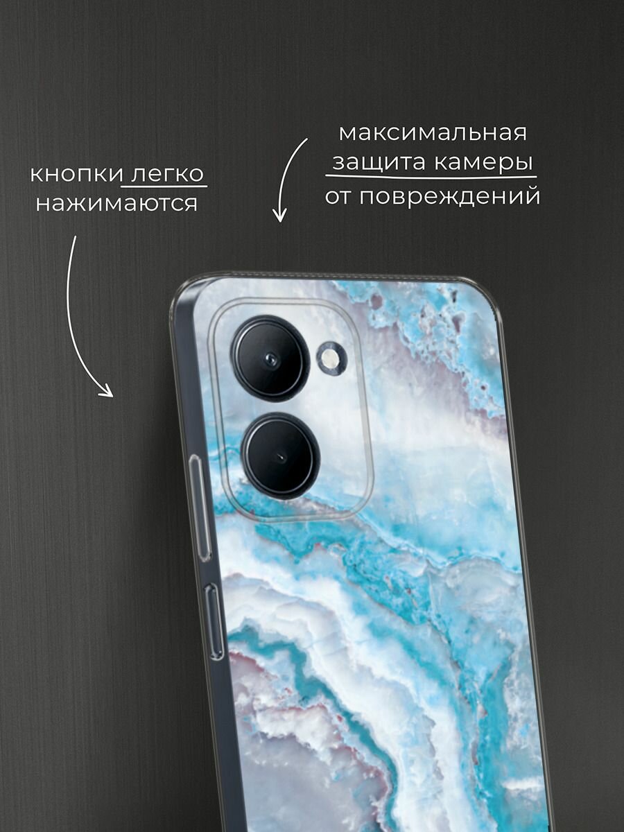 Чехол на Realme C33 / Реалми С33 с принтом "Нежно-голубой мрамор" — фото 1