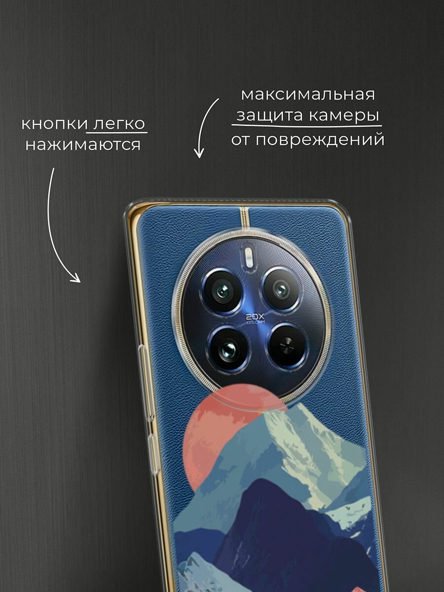 Чехол на Realme 12 Pro / Реалми 12 Про с принтом "Закат в снежных горах", прозрачный — фото 1