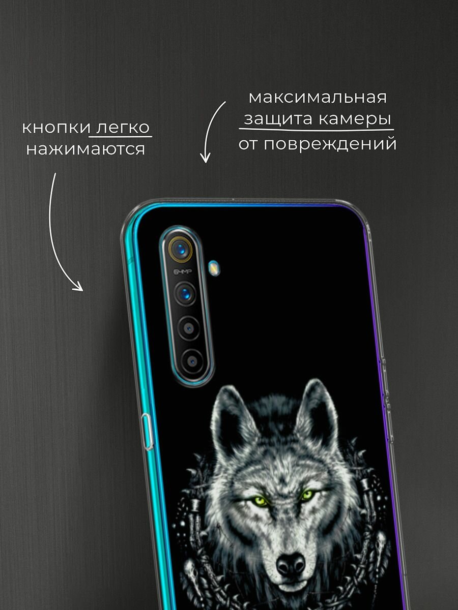 Силиконовый чехол на Realme XT / Реалми XT с принтом "Волк оберег" — фото 1