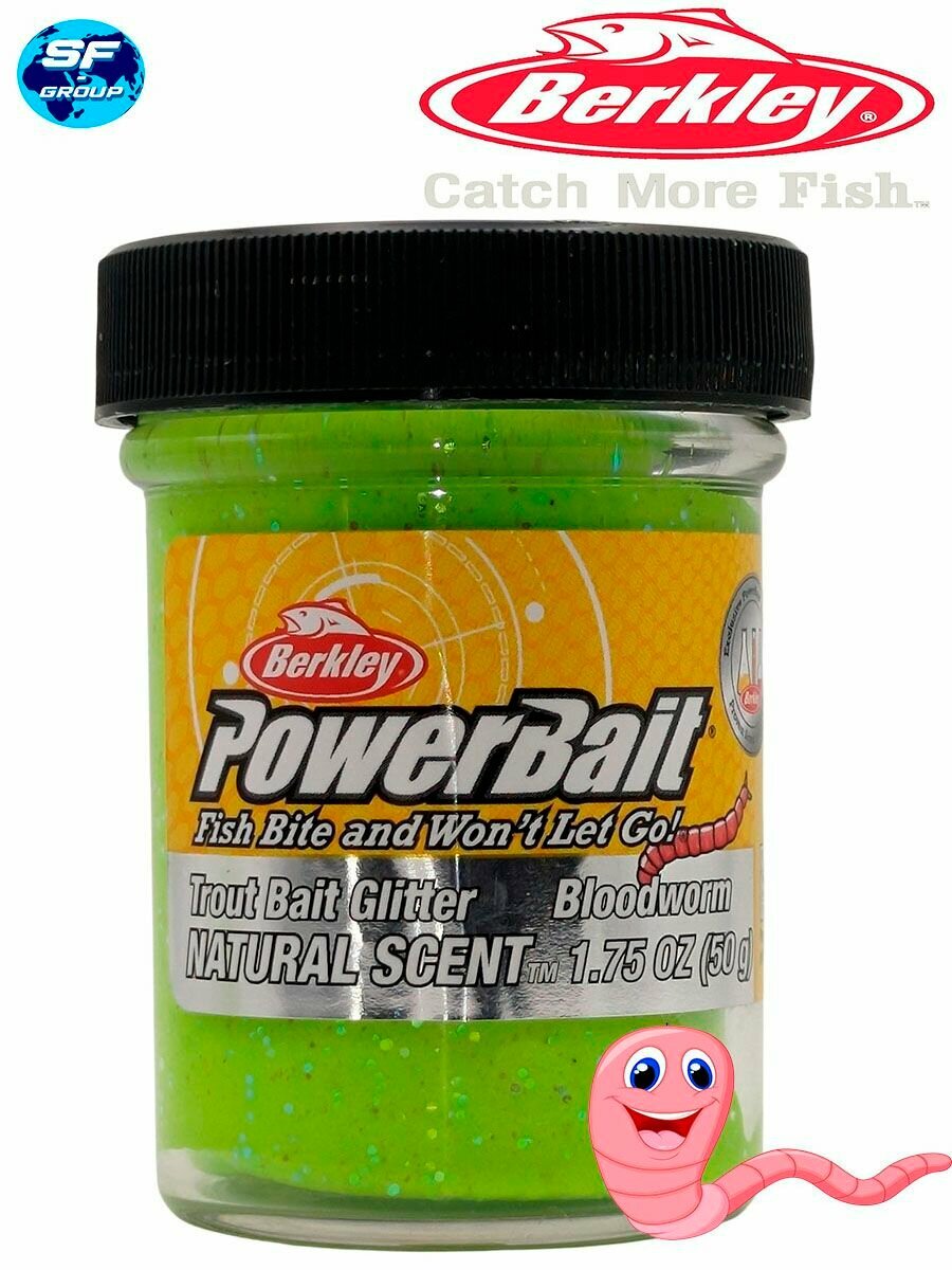 Паста Berkley PowerBait Natural Scent Trout Bait Bloodworm Chartreuse 50g