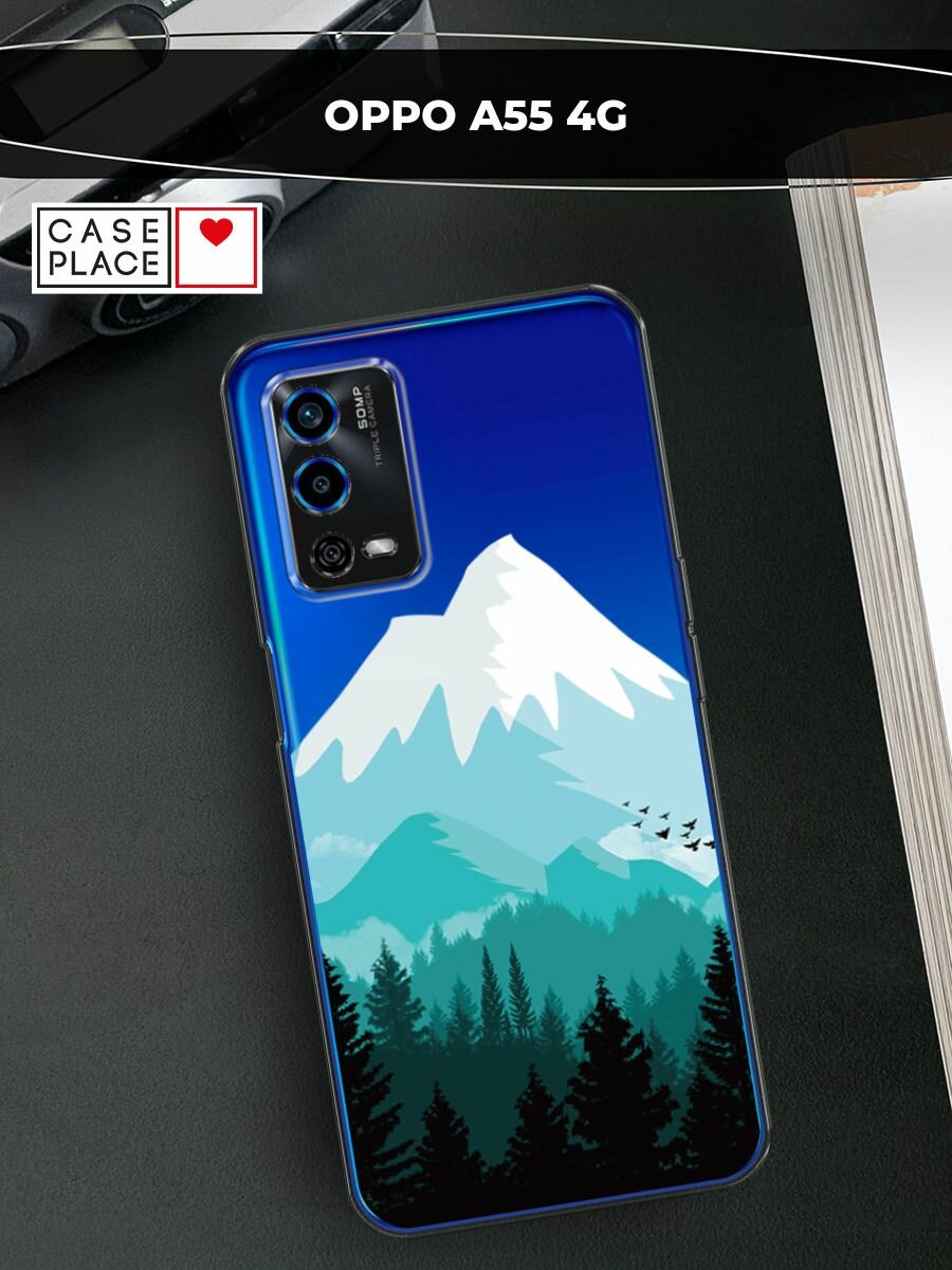 Чехол на Oppo A55 4G / Оппо А55 4G с принтом "Синяя снежная гора", прозрачный