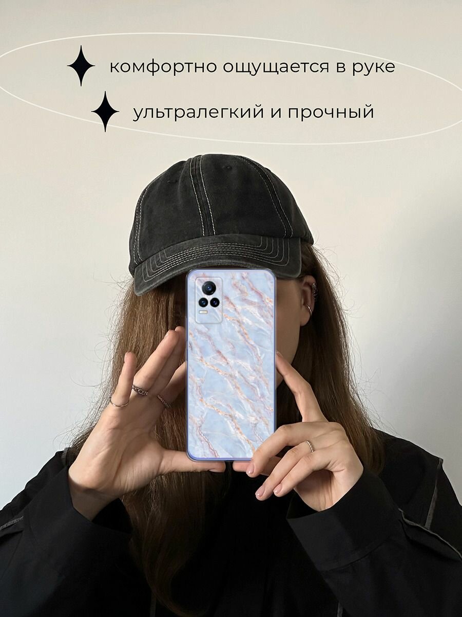 Чехол на Vivo V21e 4G / Виво V21e 4G с принтом "Сиреневый мрамор" — фото 1