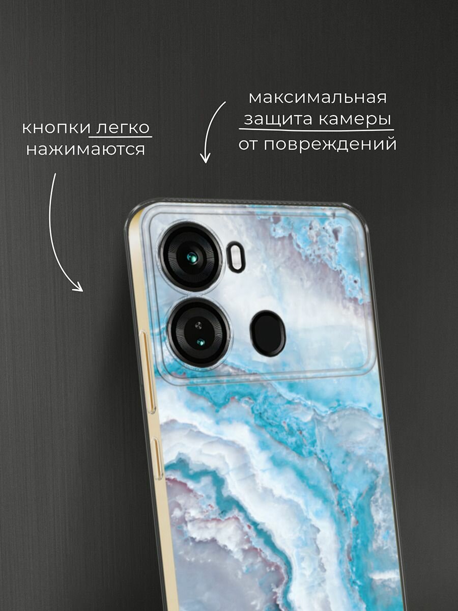 Чехол на Itel P40 / Ител P40 с принтом "Нежно-голубой мрамор" — фото 1