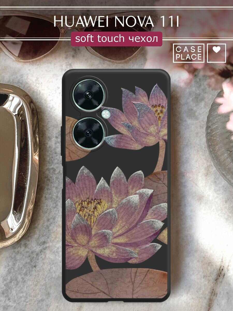 Чехол на Huawei Nova 11i / Хуавей Нова 11i с принтом "Темные лотосы 2"