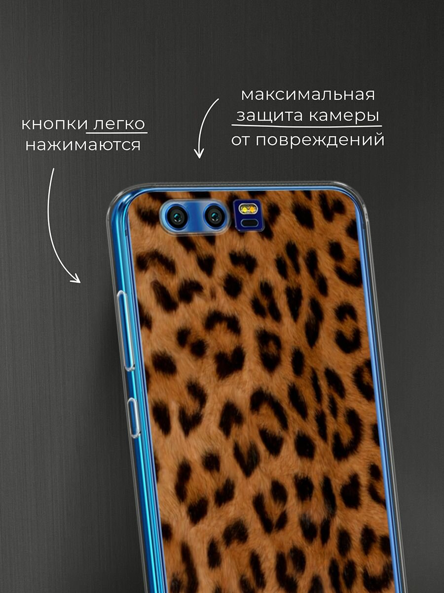 Силиконовый чехол на Honor 9 / Хонор 9 с принтом "Мех леопарда" — фото 1