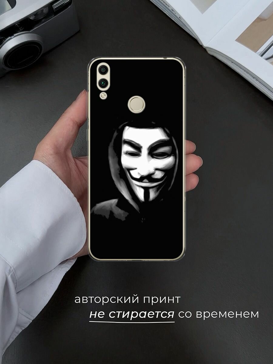 Силиконовый чехол на Honor 8C / Хонор 8С с принтом "Анонимус" — фото 1