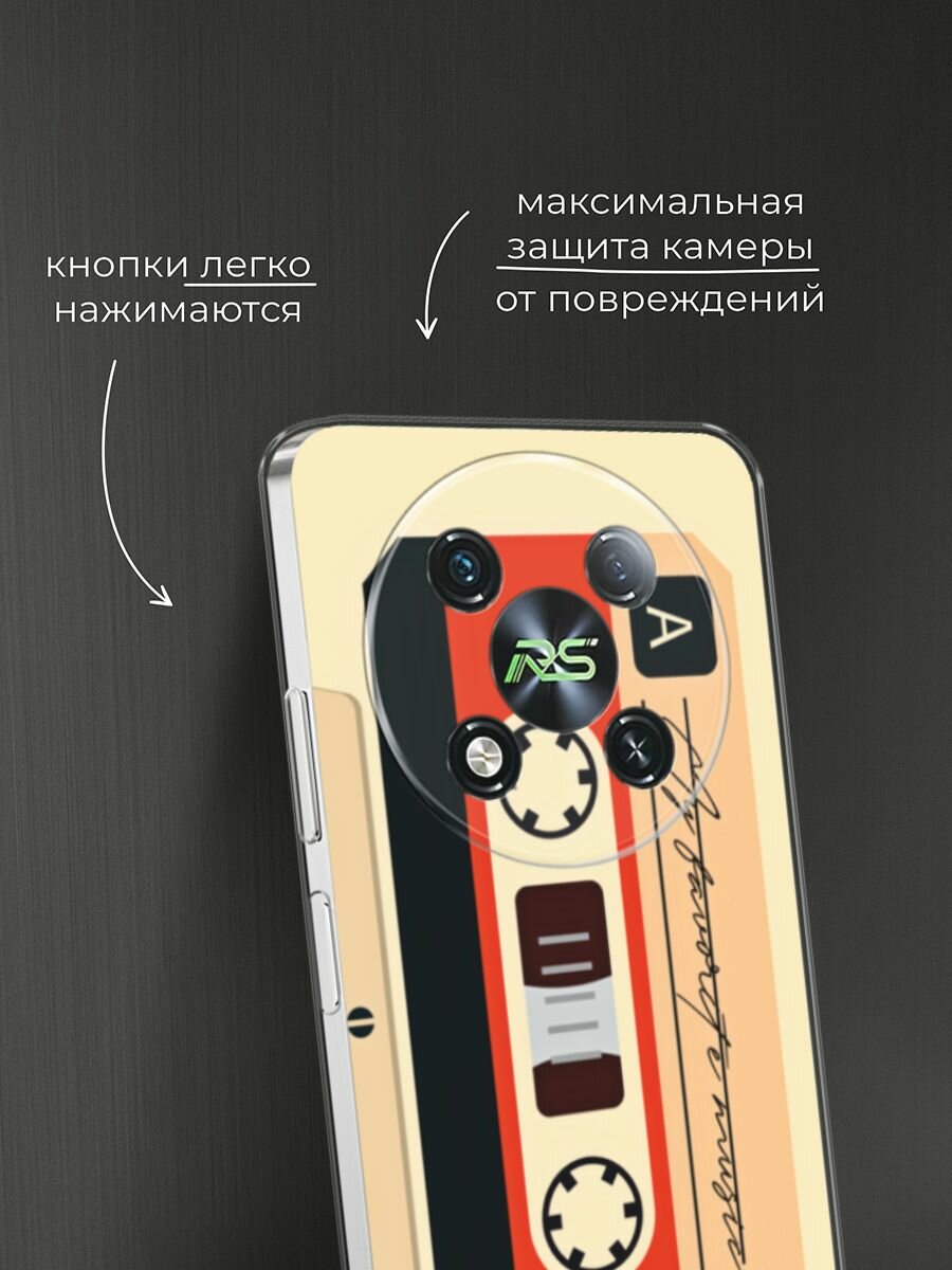 Силиконовый чехол на Itel RS4 / Ител РС4 с принтом "Бежевая кассета" — фото 1