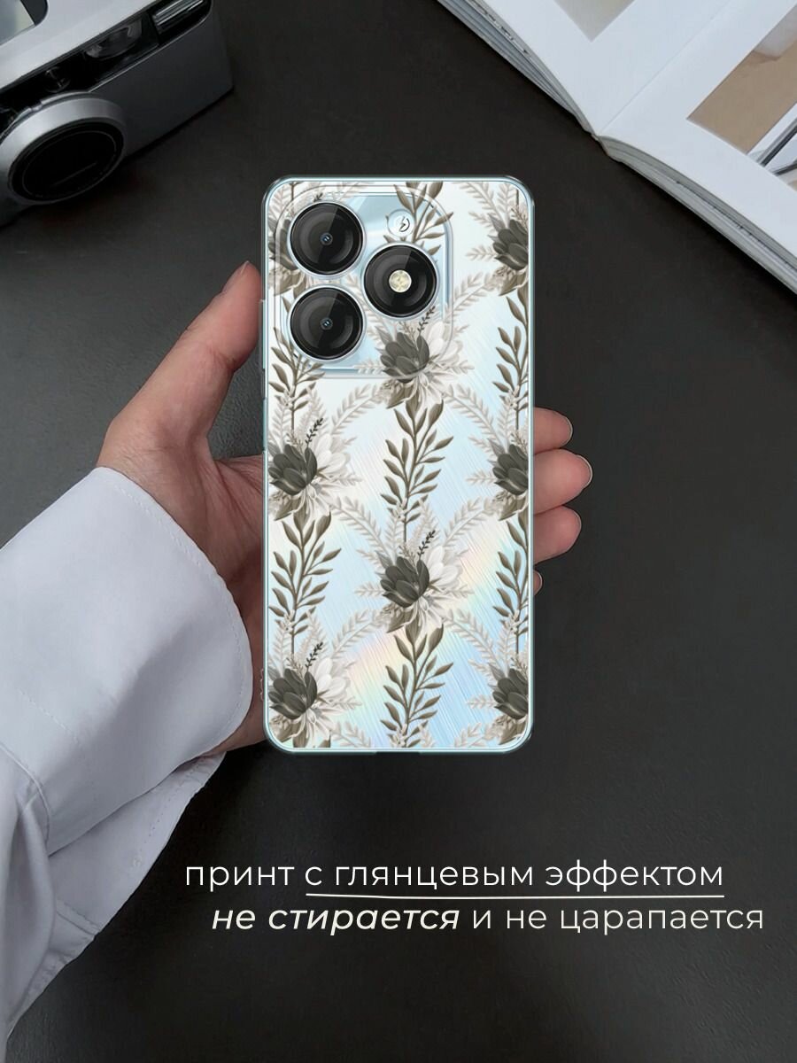 Чехол на Itel P55 / Ител Р55 с принтом "Переплетение цветов" — фото 1
