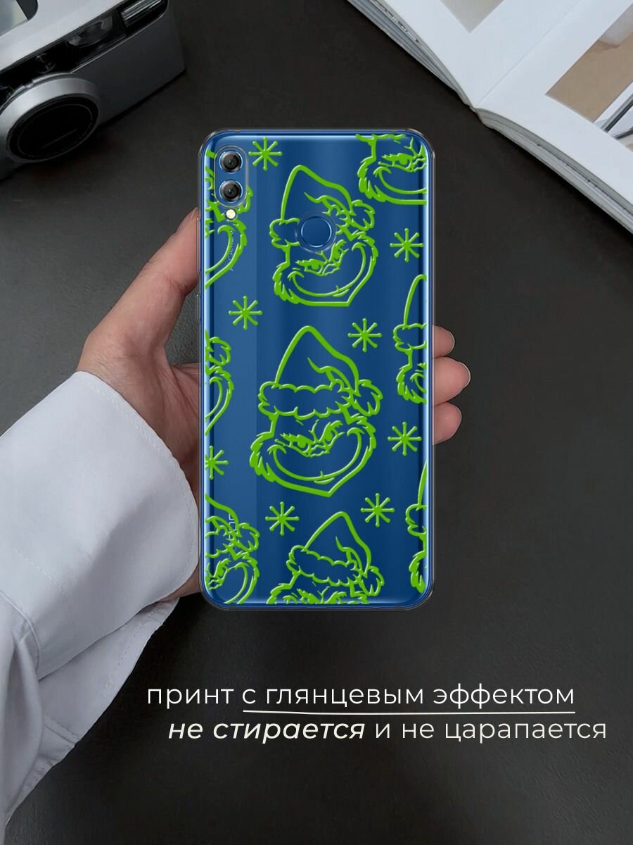 Чехол на Honor 8X / Хонор 8Х с принтом "Зеленый Гринч 3" — фото 1