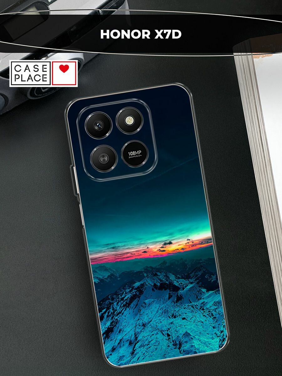 Силиконовый чехол на Honor X7d / Хонор X7d с принтом "Закат в горах"