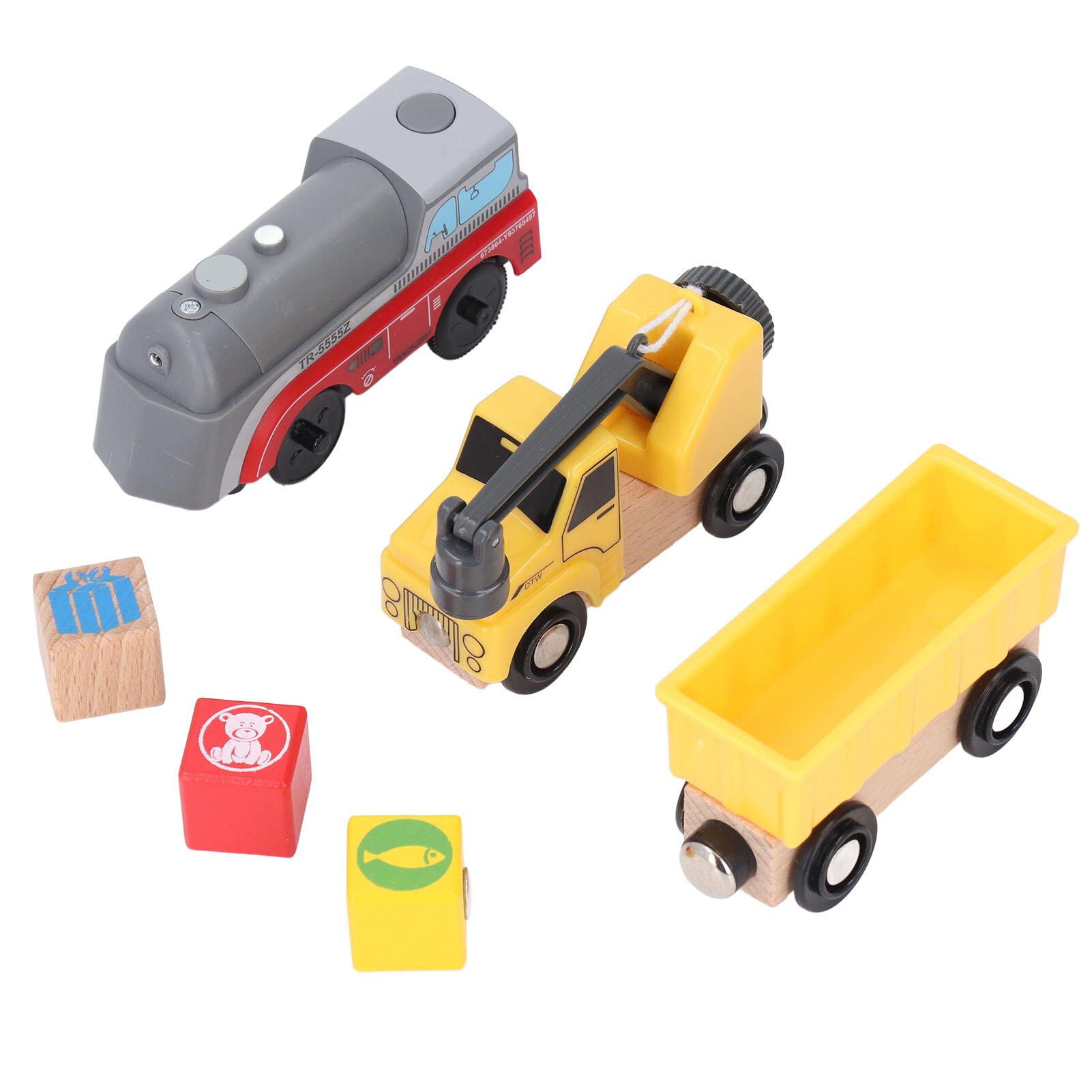 Грузовой поезд, набор из букового дерева, электрическая магнитная игрушечная модель поезда, стимулирующая воображение, набор локомотивов для детей