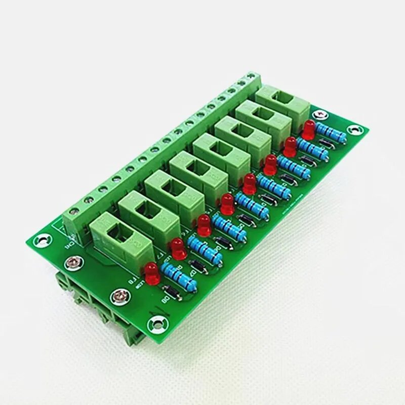 Крепление на DIN-рейку, 8-позиционные держатели предохранителей, плата модуля, держатели предохранителей для трубчатого предохранителя 5x20 мм (DxL), Simple DIN Bracket