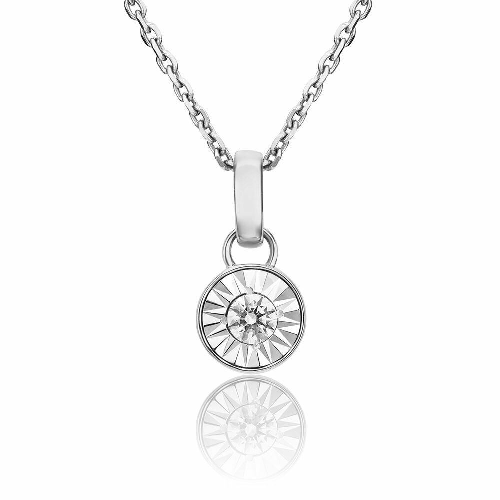 Подвеска, белое золото, 585 проба, родирование, бриллиант