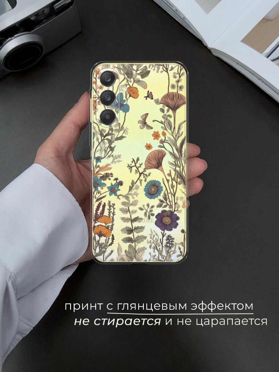 Силиконовый чехол на Samsung Galaxy A26 5G / Самсунг Галакси А26 5G с принтом Сухоцветы и бабочка — фото 1