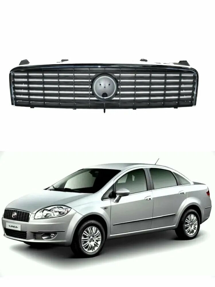 Решетка передних жалюзи черного цвета с хромированной решеткой для Fiat Linea 2007-2015 Oem 735464268 735439412