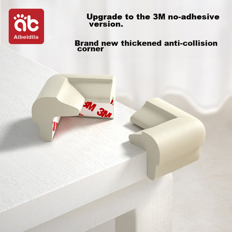 AIBEDILA Children's Corner Guards, 12 Pieces, No-Ad Corner Protectors, Anti-Collision Safety Edge Protectors, Baby Table Corner Guards, L-Shaped Oatmeal