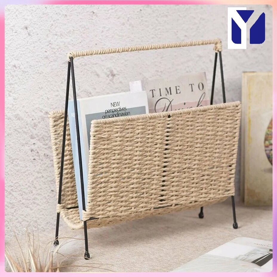 Плетеная ротанговая газетница 35 см в эксклюзивном светлозеленом цвете