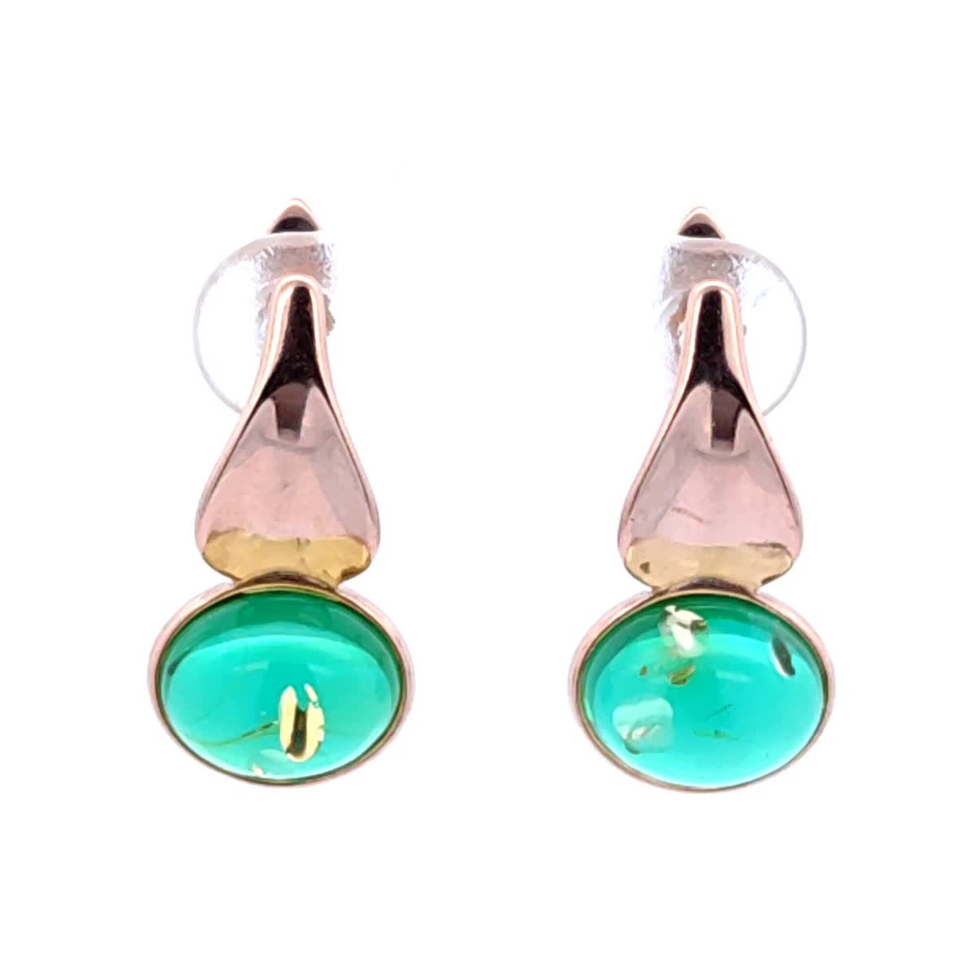 Серьги, серебро, 925 проба, золочение, янтарь