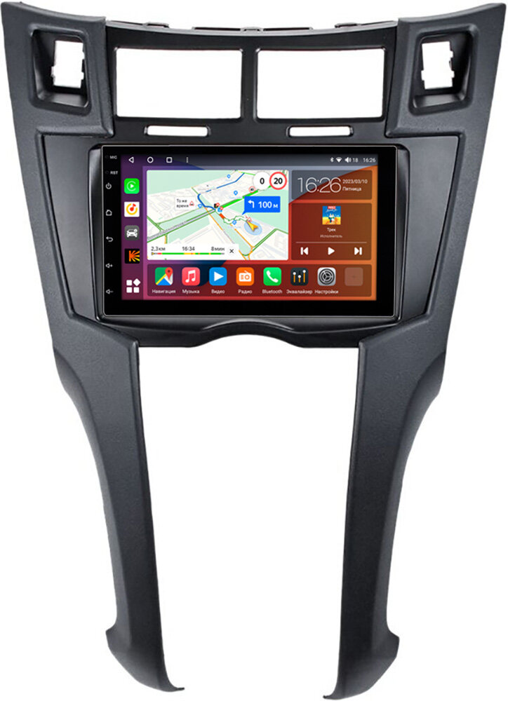 Штатная магнитола Toyota Vitz 2 (XP90), Yaris 2 2005-2012 Canbox H-Line 4479-RP-11-401-438 Android 10 (4G-SIM, 8/128, DSP, QLed)