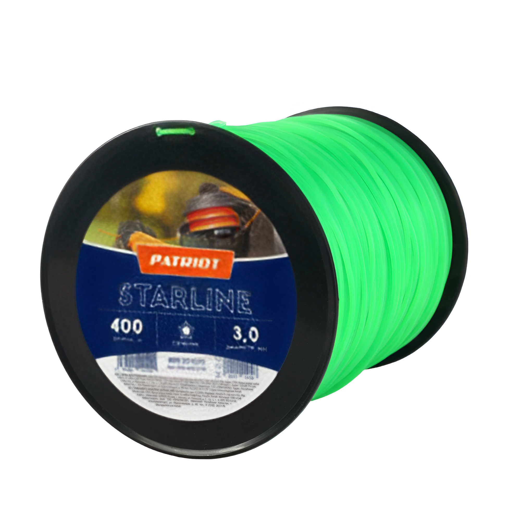 Леска для триммера 3,0мм Patriot Starline 400м (звезда, зеленая)