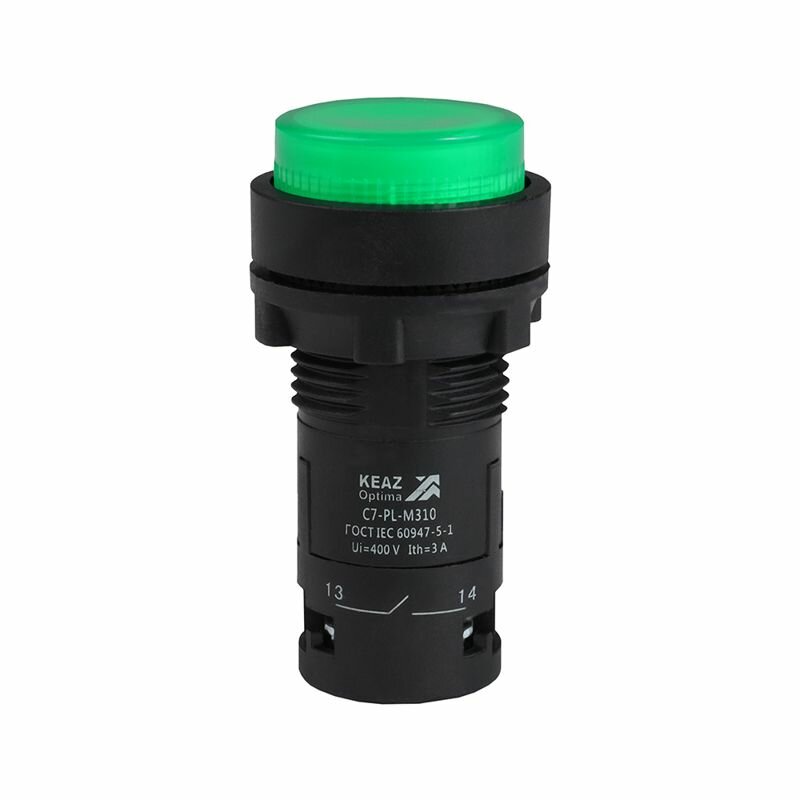 Кнопка с подсветкой OptiSignal Compact D22 С7-PL-M310 зел. 1НО 230В AC XB7NW33M1 КЭАЗ 362100
