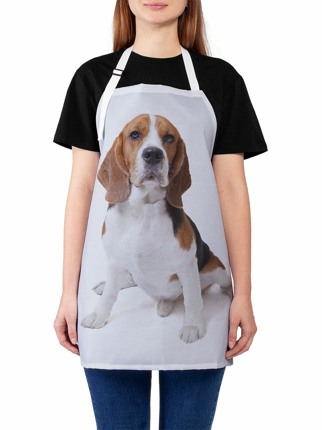 Фартук для кухни тканевый "Щенок породы бигль" / водоотталкивающий, универсальный размер , JoyArty