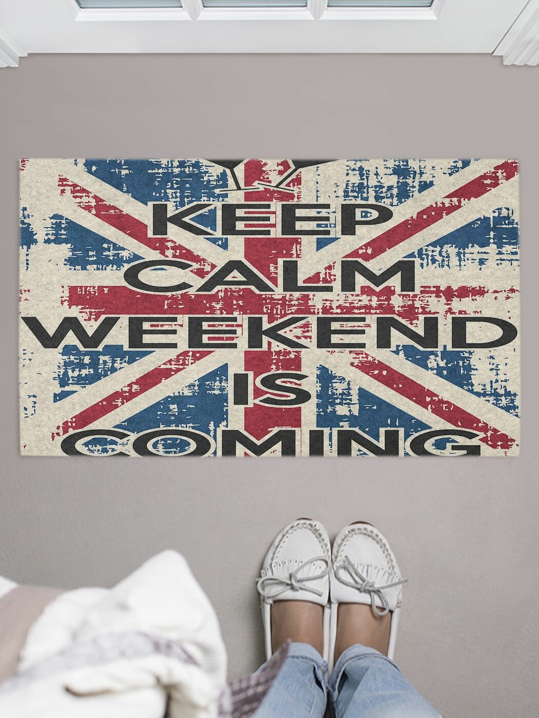 Коврик придверный в прихожую с принтом "Британский флаг" 45 на 75 см , JoyArty