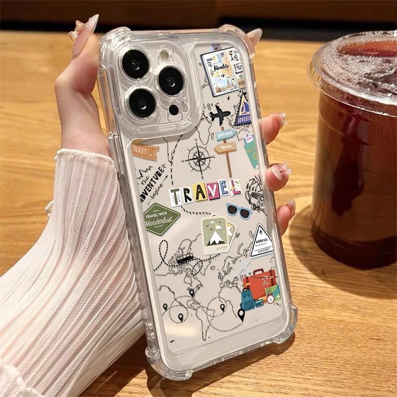 Чехол для iPhone 15 Pro с картой мира, A807