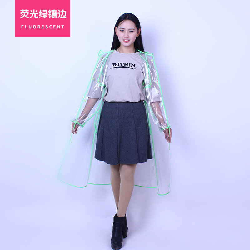 Модный корейский вариант, экспортный EVA, полностью прозрачный, утолщенный, черный краевой дождевик, тренчкот, взрослый плащ, прямые продажи от фабрики