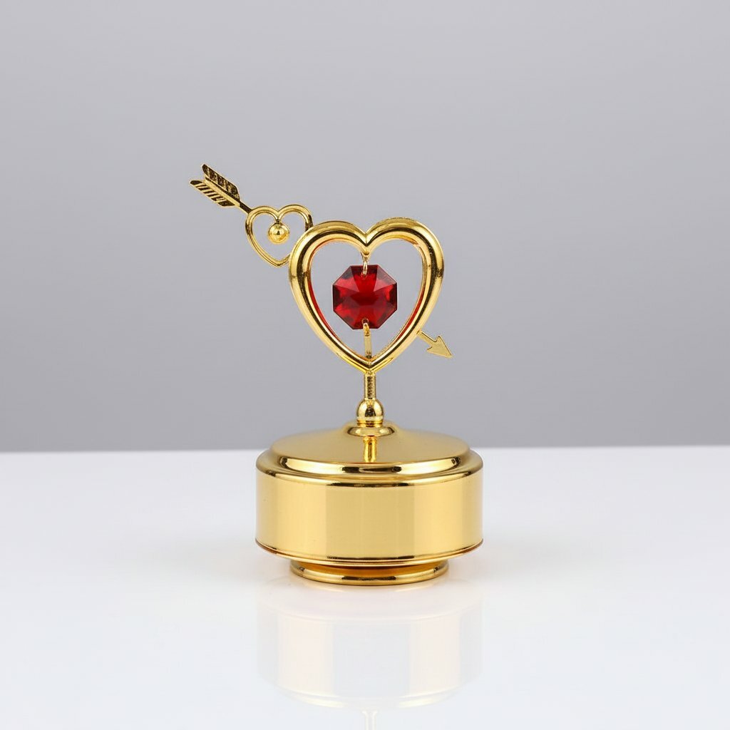 Фигурка музыкальная Сердечко со стрелой с цв. кр. A10563 Crystal Temptations, Металл, кристалл