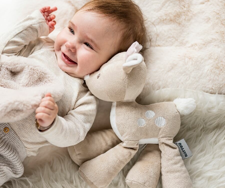 Игрушка мягкая Nattou Soft toy FANFAN Оленёнок 759007, бежевый, плюш