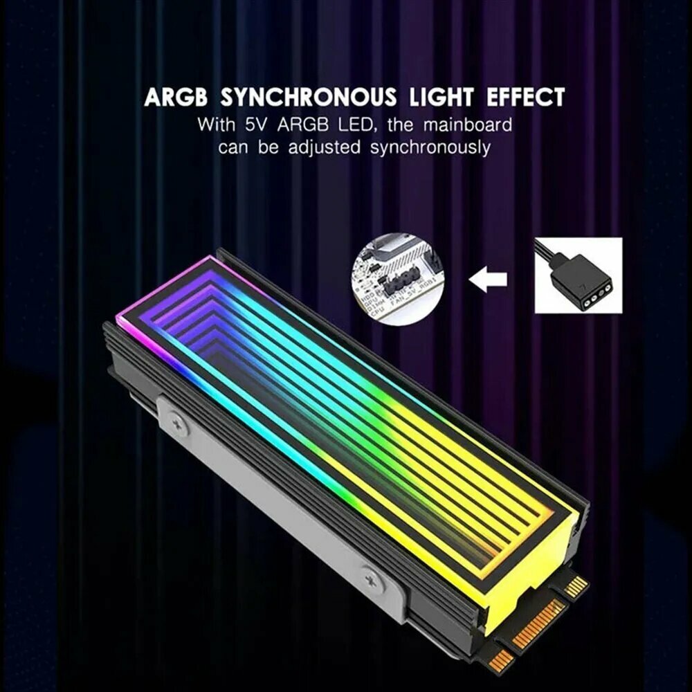 Радиатор для M.2 ARGB компьютера, радиатор для SSD M2 2280, серебристый, вентилятор радиатора (серебристый)