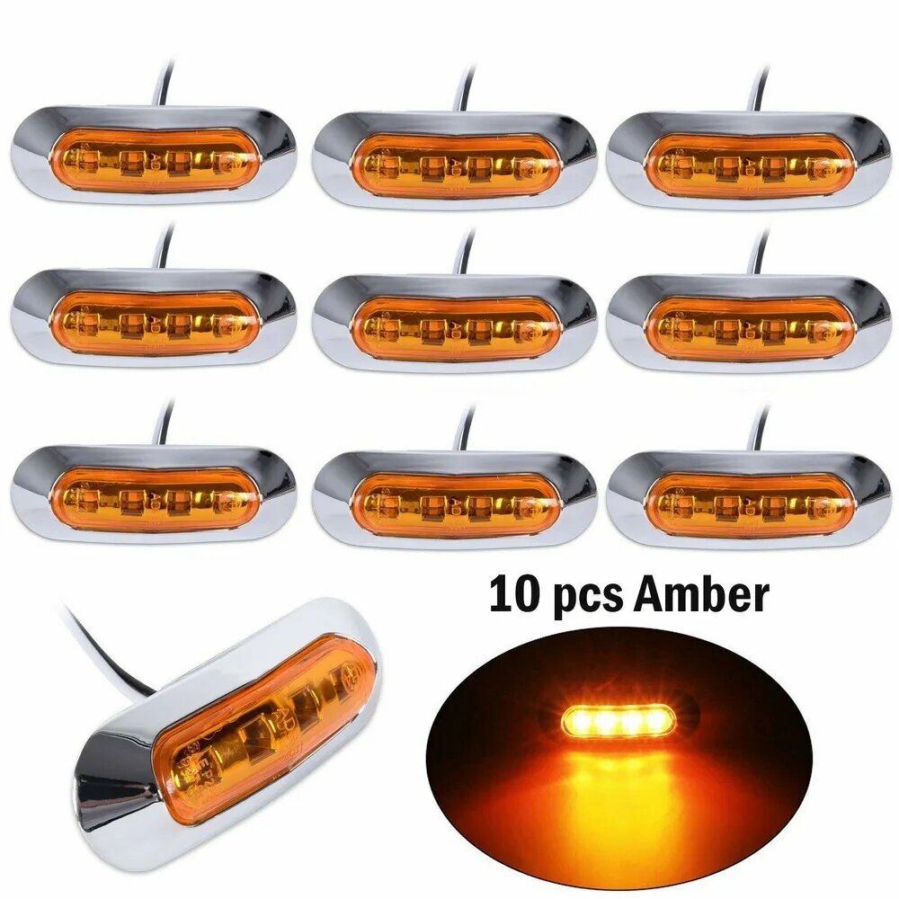 10 шт. янтарные для SMD 4 светодиода, боковой габаритный фонарь для грузовика, лампа освещения прицепа, 12 В, 24 В