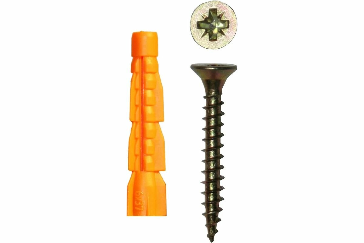 Саморез ШУж 6,0х80 пот. гол. + дюбель унив 10х61 (6 шт) - пакет Tech-Krep
