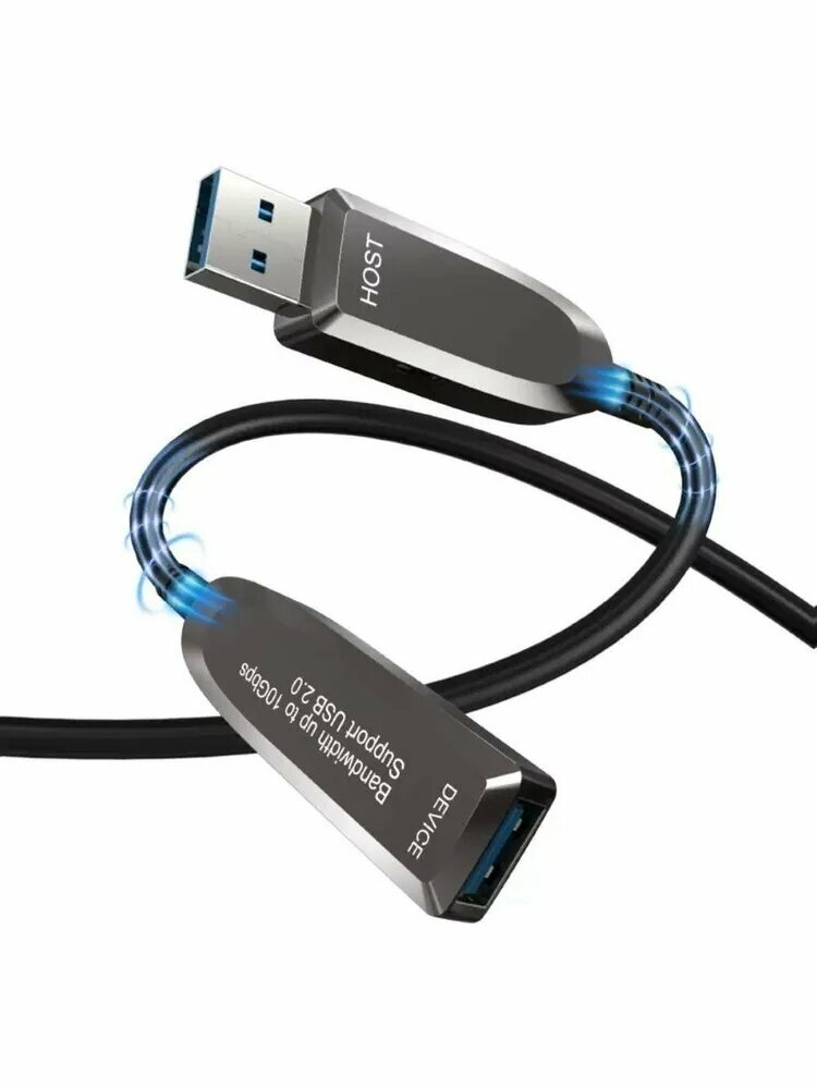Видеокабель USB 3.0 Type-A/USB 3.0 Type-A, 20 м, черный матовый