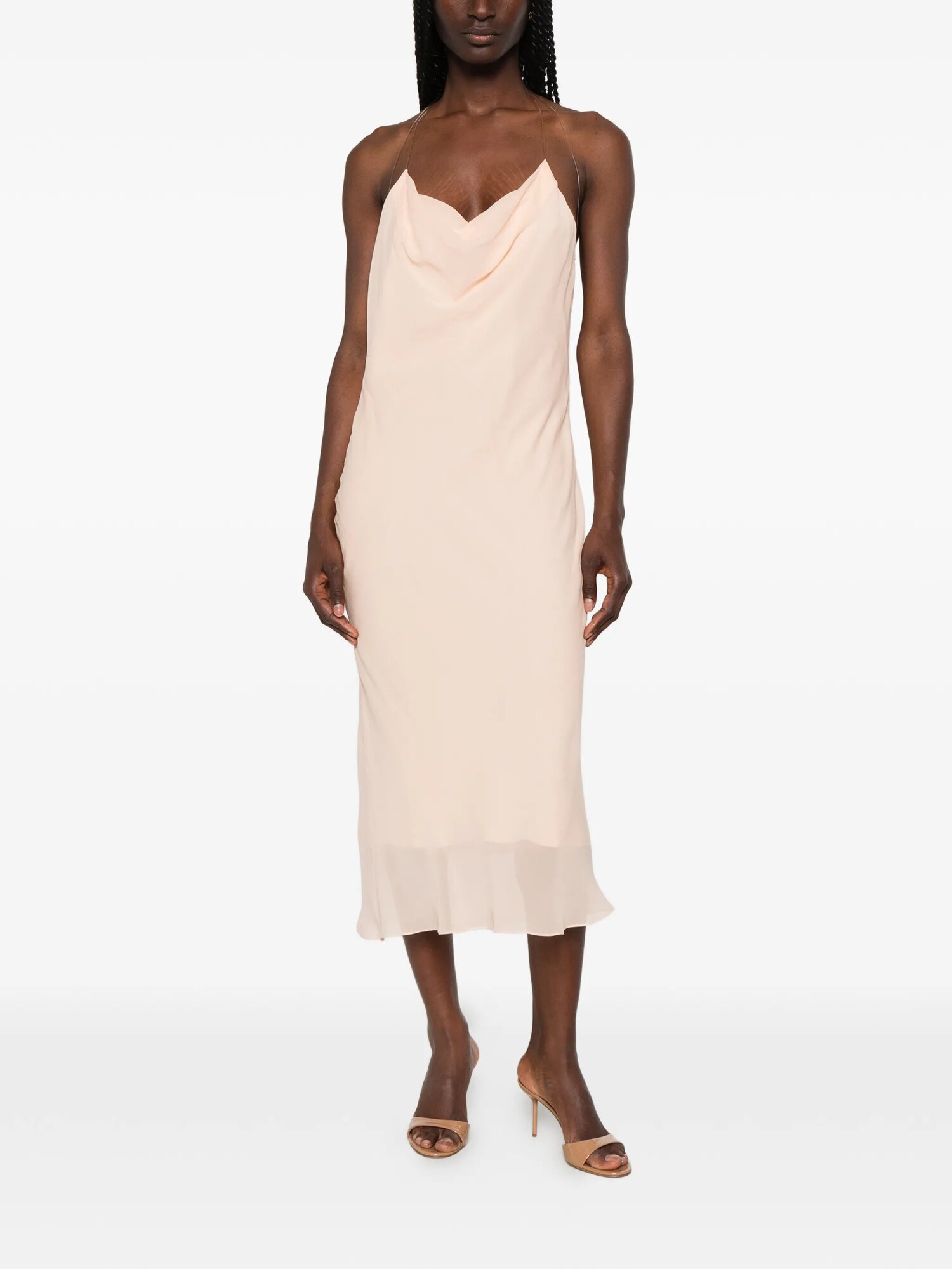 Платье MUGLER Cowl-neck backless midi dress, размер 36, коралловый/розовый — фото 1