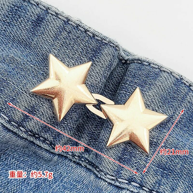 MOONBIFFY Регулируемые зажимы для джинсов 2pcs, Pentagram Gold