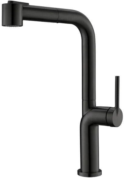 Смеситель для кухни BelBagno BB-LAM60-NERO с поворотным изливом, черный, матовый, однорычажный, нержавеющая сталь, с керамическим картриджем