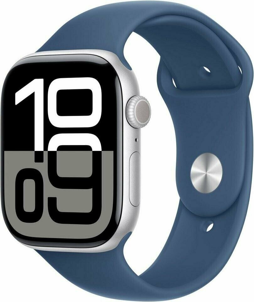 Смарт-часы Apple Watch Series 10 GPS + Cellular 46mm Silver Aluminium Case with Denim Sport Band M/L