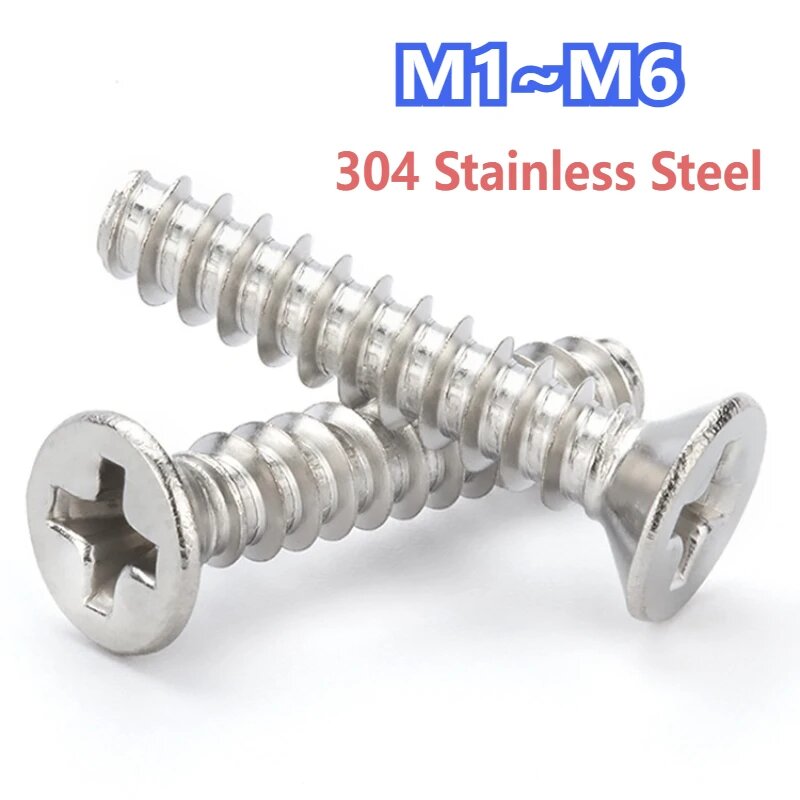Саморезы нержавеющая сталь M1 M2 M2.6 M3 M3.5M4 M6 304 Phillips M2-50pcs, 12mm