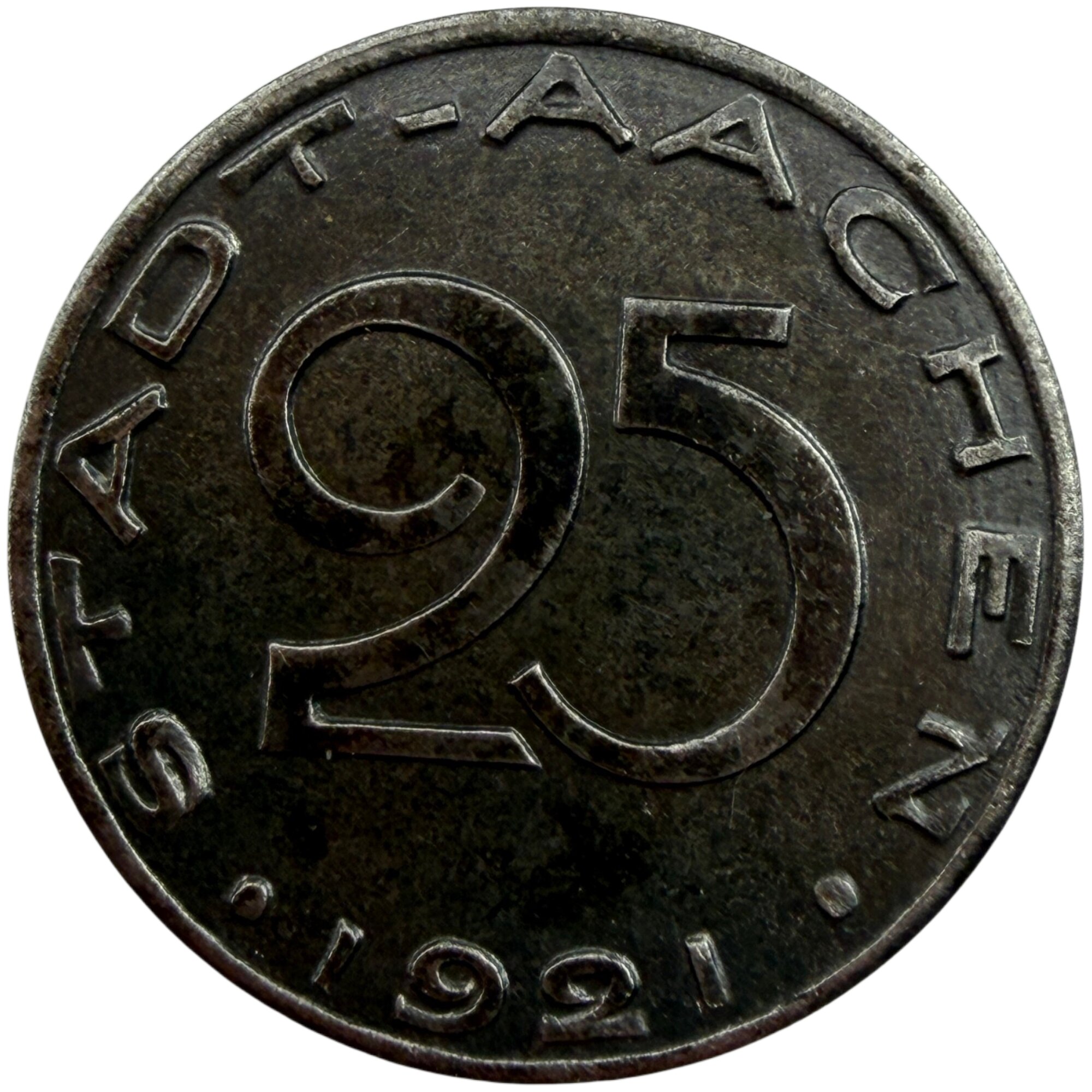 Германия, Веймарская республика, Аахен 25 пфеннигов 1921 г. (Без обода)